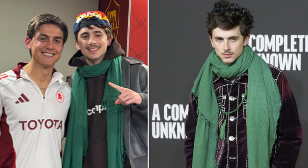 Timothée Chalamet a vedere la Roma all'Olimpico, la foto con Dybala e ...