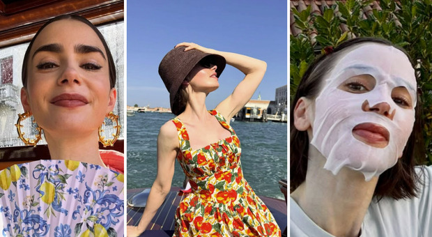 Emily in Paris, Lily Collins a Venezia: look colorato, cappello bon ton ...
