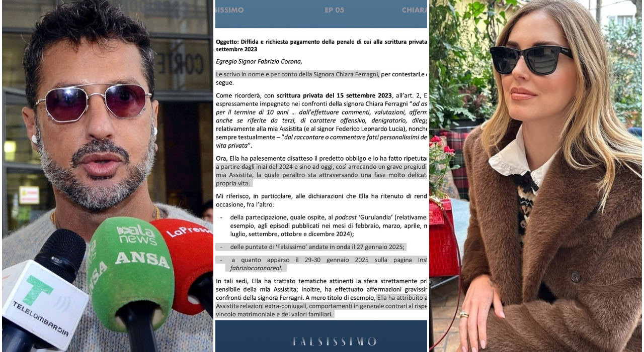 Chiara Ferragni diffida Fabrizio Corona, la scrittura privata violata e il milione di euro di ...