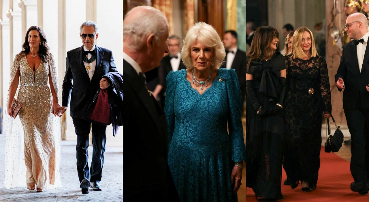 Carlo e Camilla, i look della cena al Quirinale: la regina con il ...