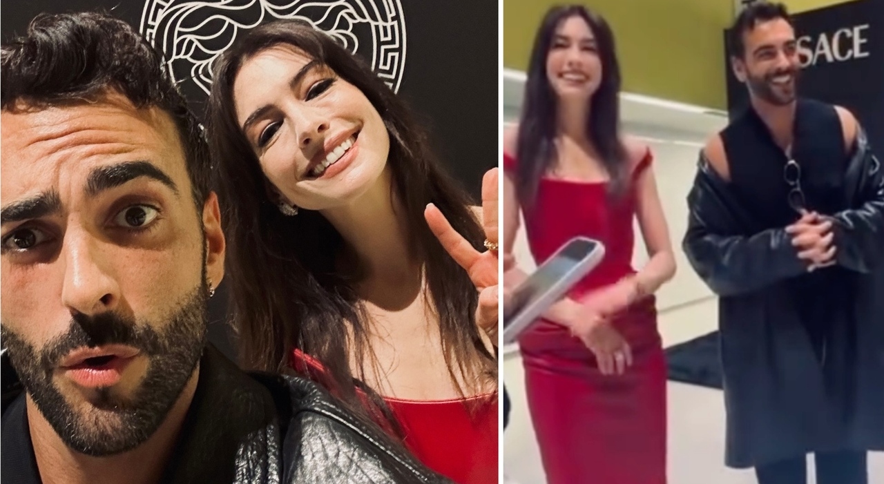 ⁠Marco Mengoni, il selfie con Anne Hathaway durante la sfilata di ...