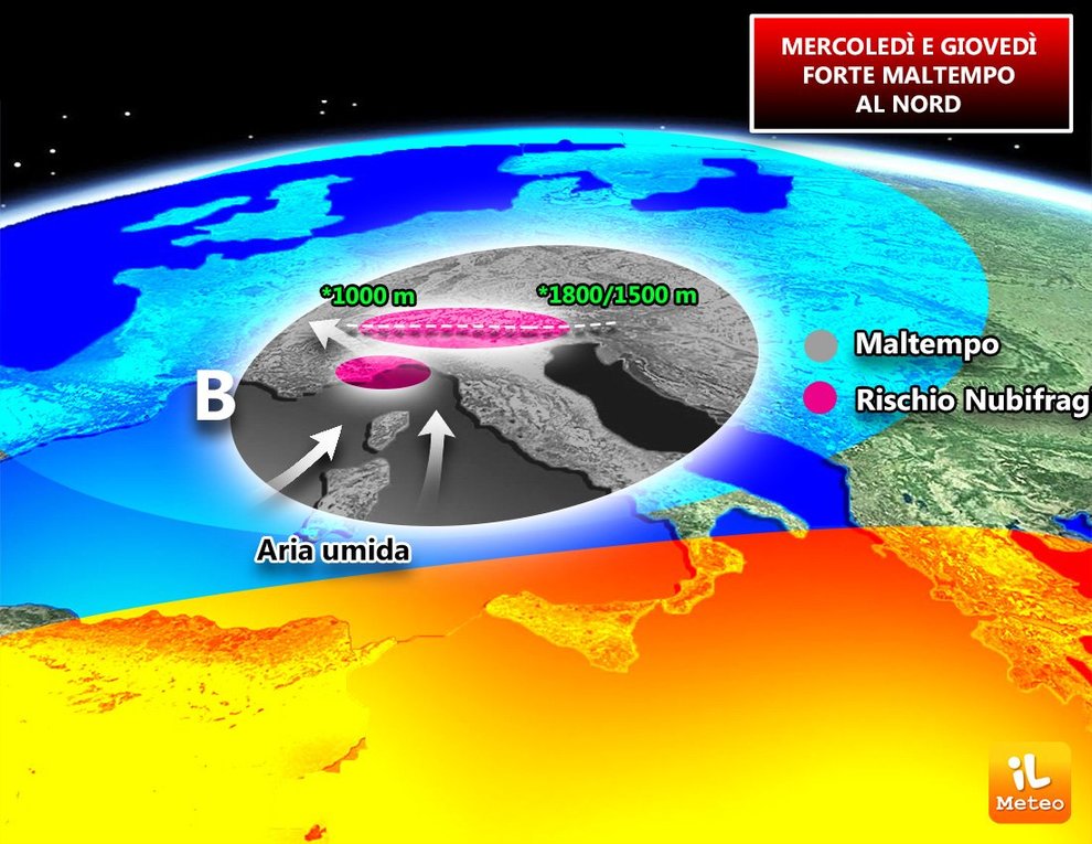 Meteo, nubifragi in arrivo al Nord. E torna anche la neve Previsioni